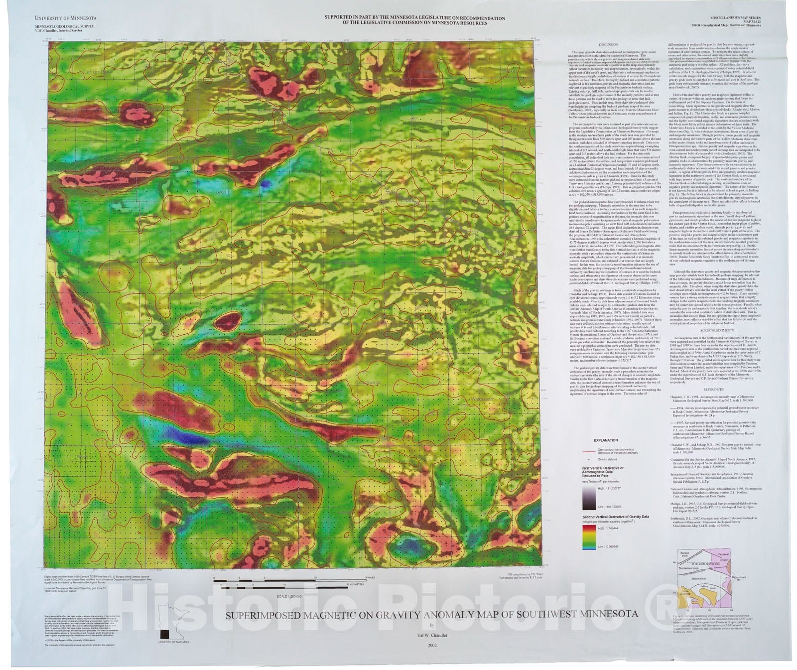 Map : Superimposed magnetic on gravity anomaly map of southwest Minnes ...
