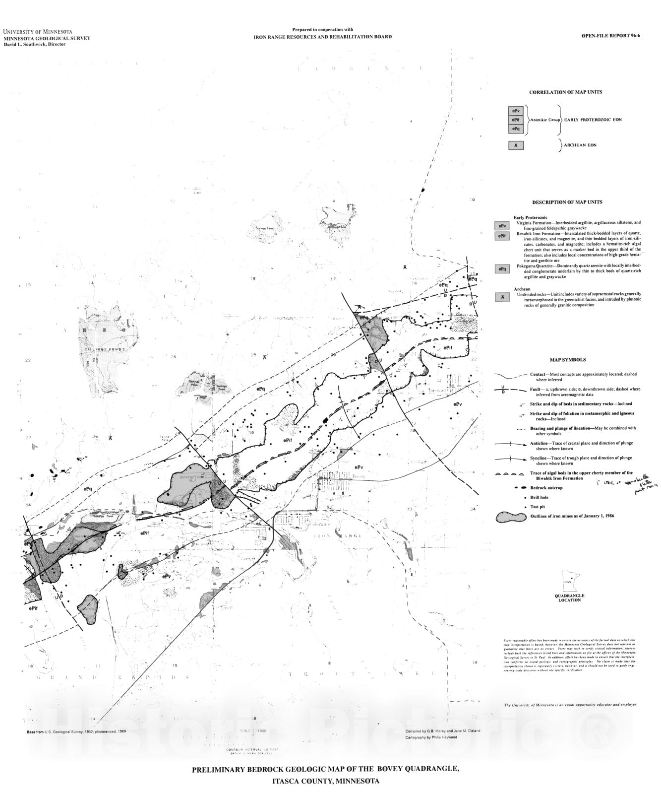 Map : Preliminary bedrock geologic map of the Bovey quadrangle, Itasca ...