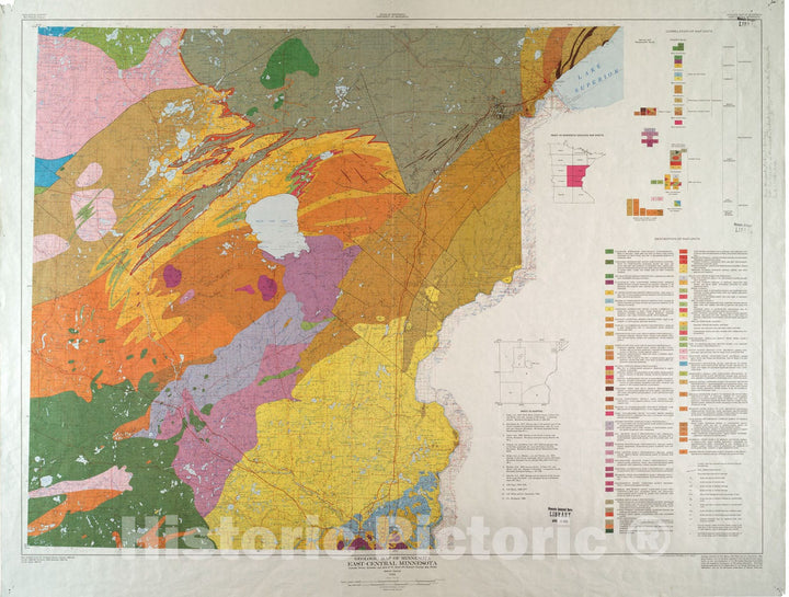 Map : East-central Minnesota, bedrock geology, 1981 Cartography Wall A ...