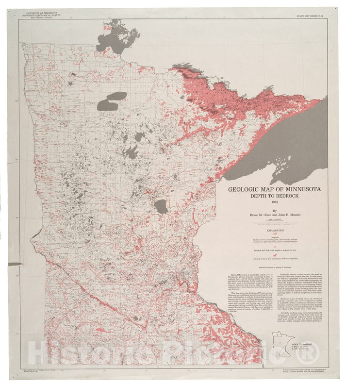 Map : Geologic map of Minnesota, depth to bedrock, 1982 Cartography Wa ...