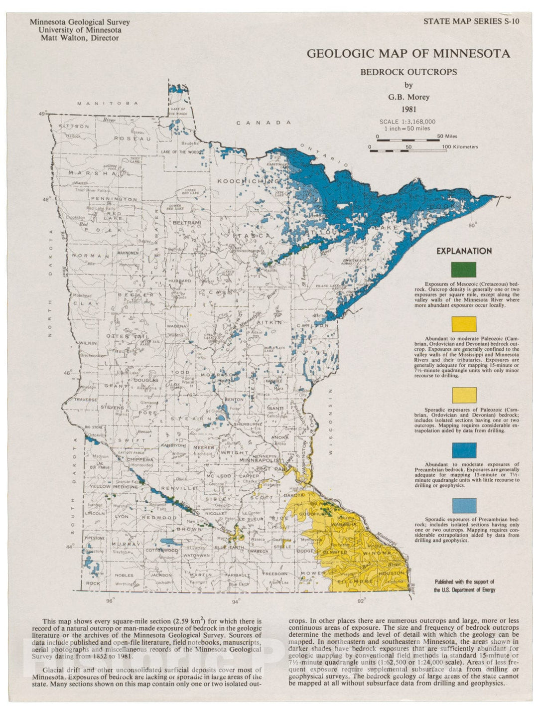 Map : Geologic map of Minnesota, bedrock outcrops, 1982 Cartography Wa ...