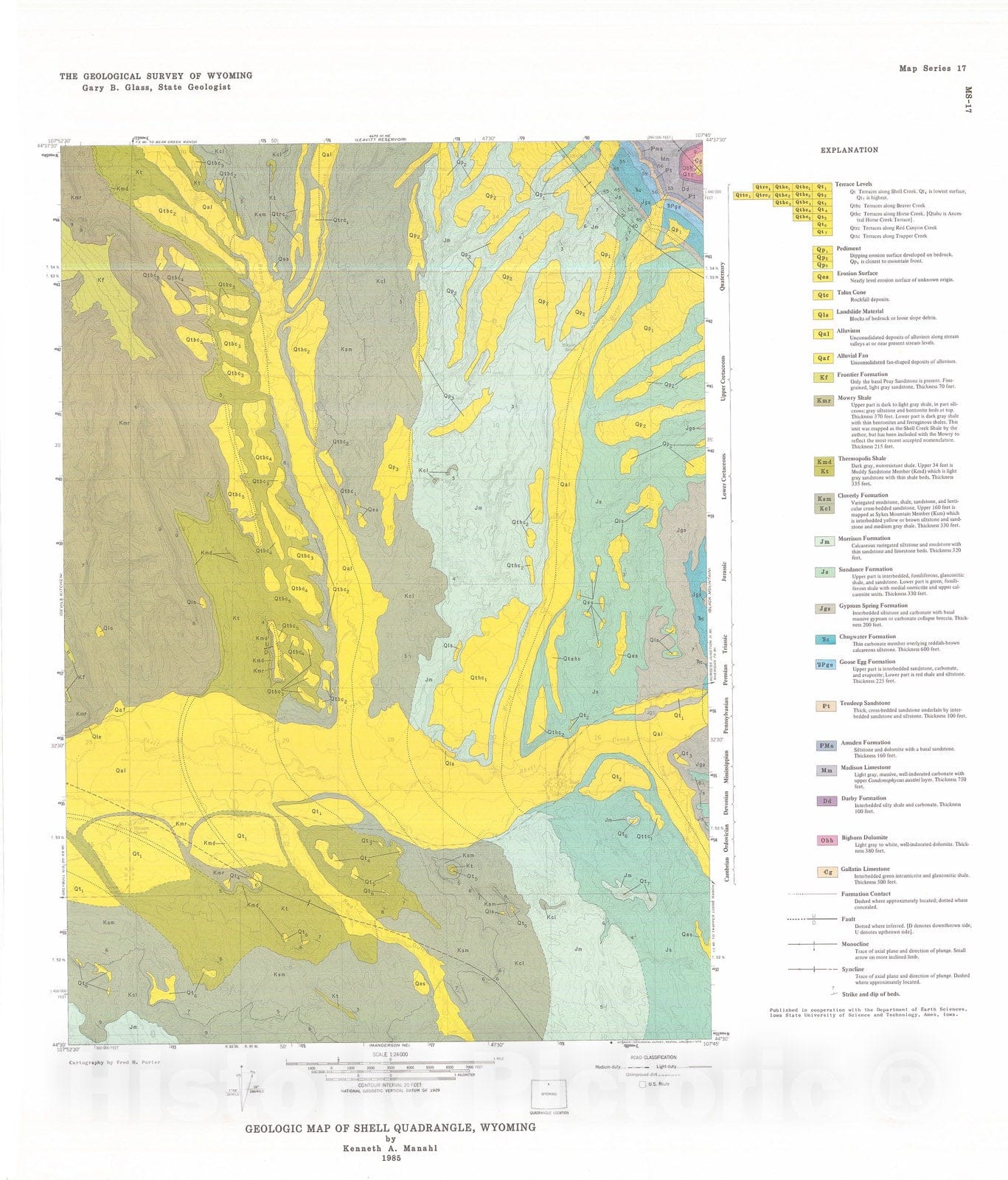 Map : Geologic map of the Shell Quadrangle, Wyoming, 1985 Cartography ...