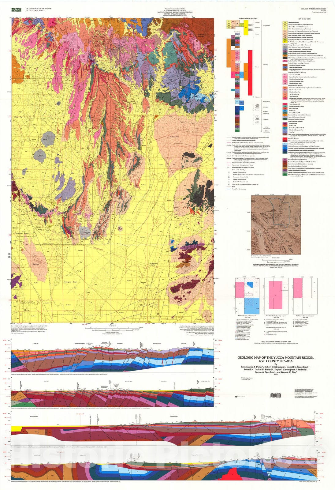 Map : Geologic map of the Yucca Mountain region, Nye County, Nevada, 2 ...