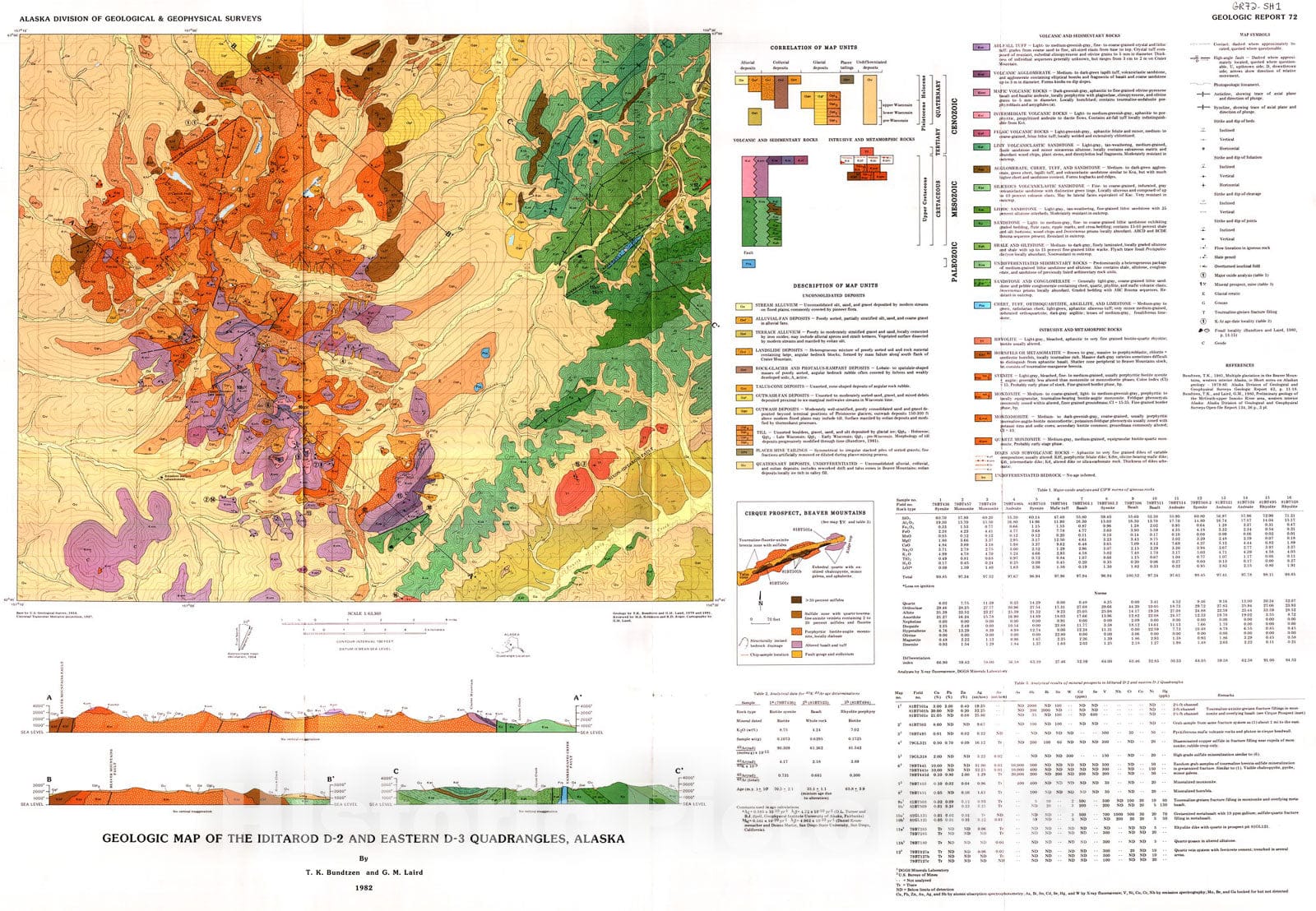 Map : Geologic map of the Iditarod D-2 and eastern D-3 quadrangles, Al ...