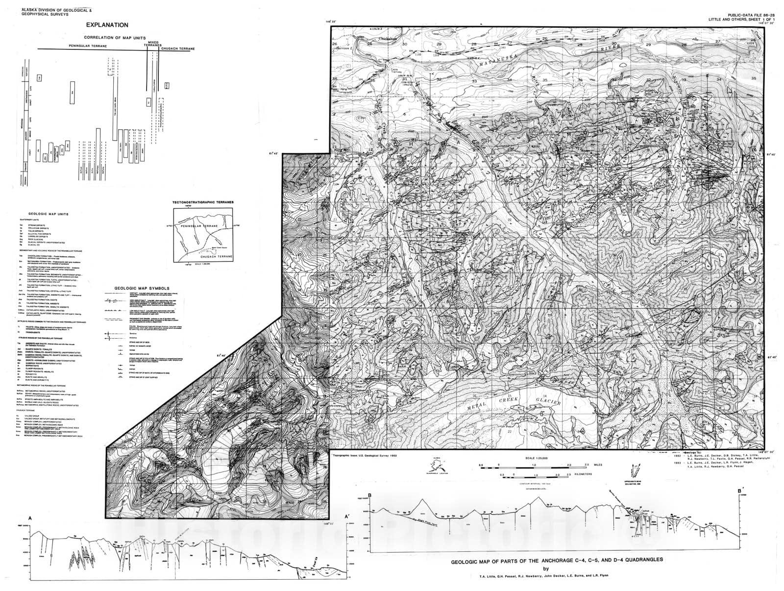Map : Geologic map of parts of the Anchorage C-4, C-5 and D-4 Quadrang ...