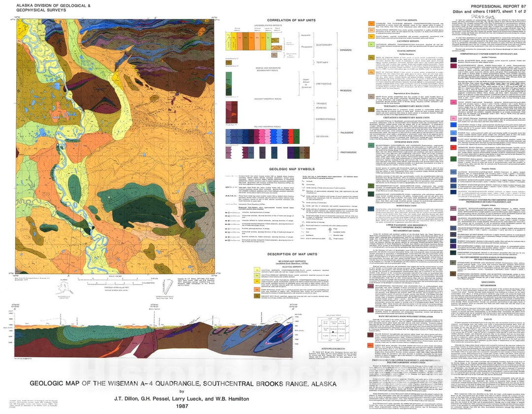 Map : Geologic map of the Wiseman A-4 Quadrangle, 1987 Cartography Wal ...