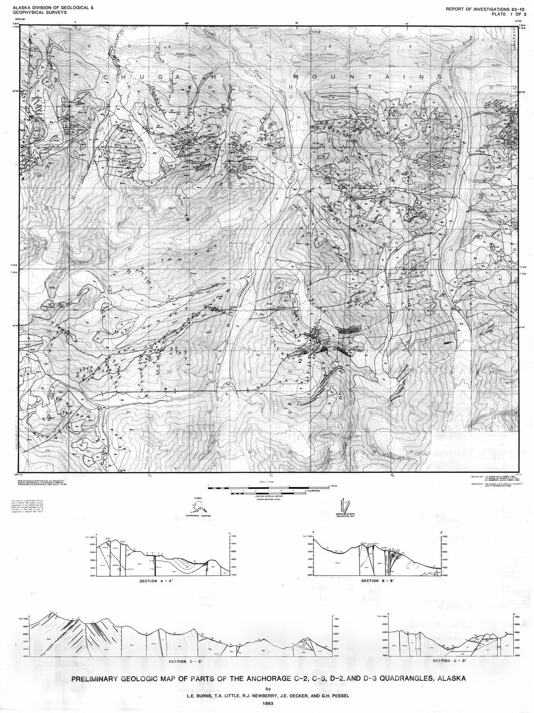 Map : Preliminary geologic map of parts of the Anchorage C-2, C-3, D-2 ...