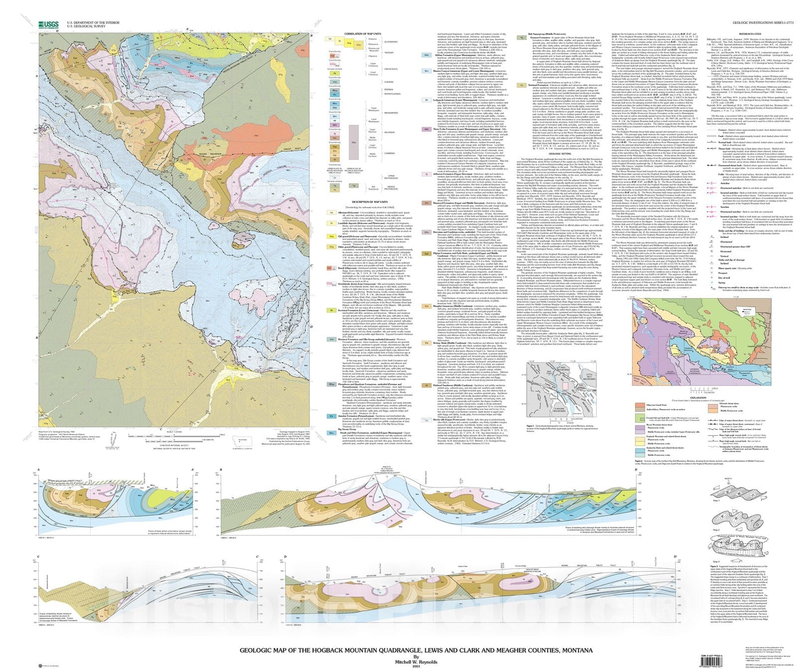 Map : Geologic map of the Hogback Mountain quadrangle, Lewis and Clark ...