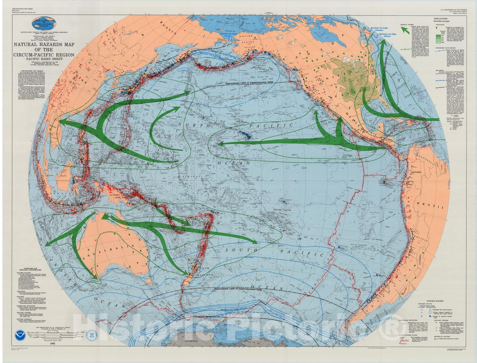 Map : Natural hazards map of the Circum-Pacific Region, Pacific Basin ...