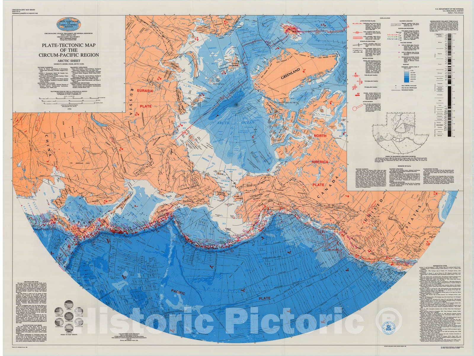 Map : Plate-tectonic map of the Circum-Pacific region, Arctic sheet, 1 ...