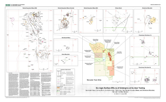 Map : Geologic surface effects of underground nuclear testing -- Buckb ...