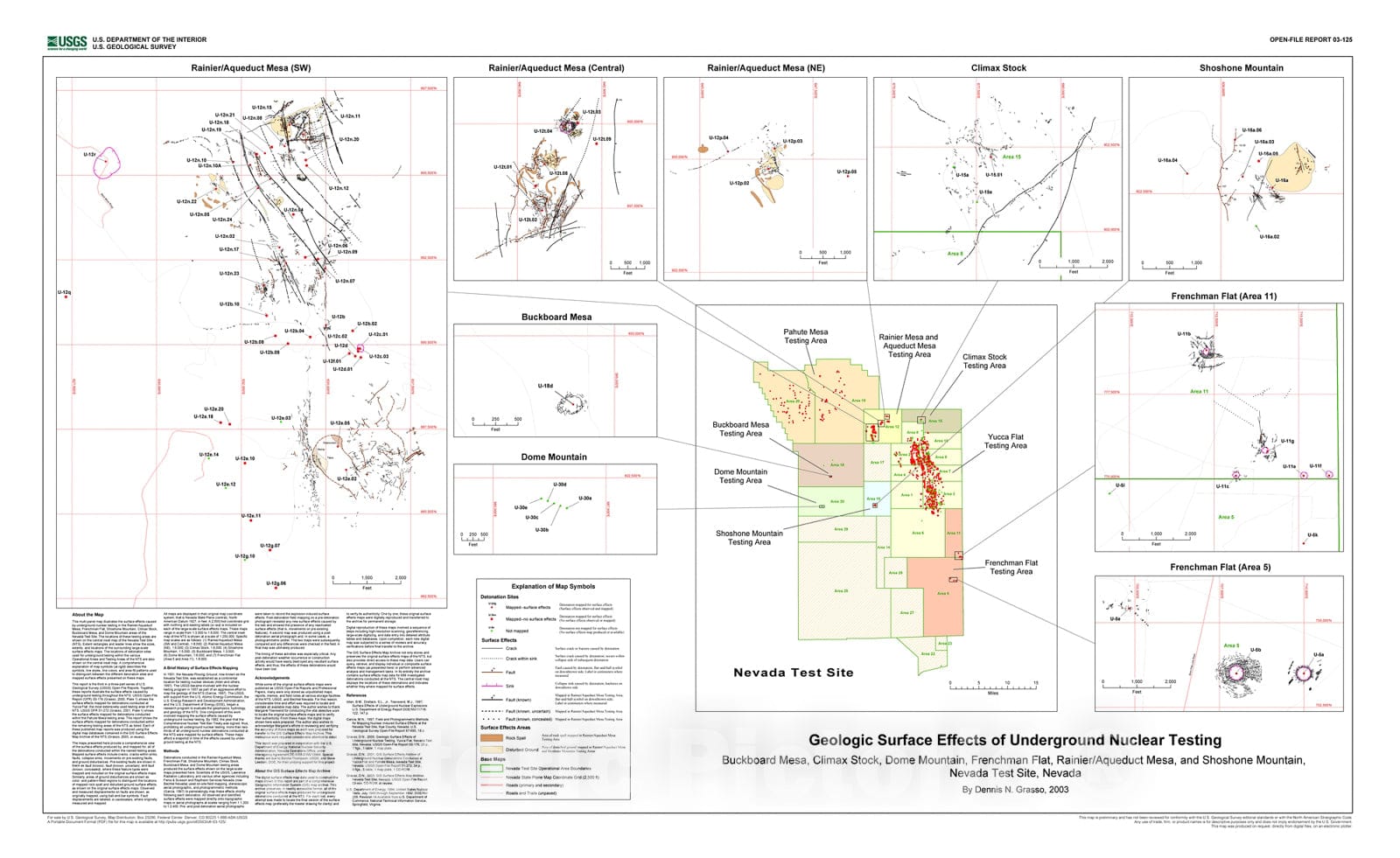 Map : Geologic surface effects of underground nuclear testing -- Buckb ...