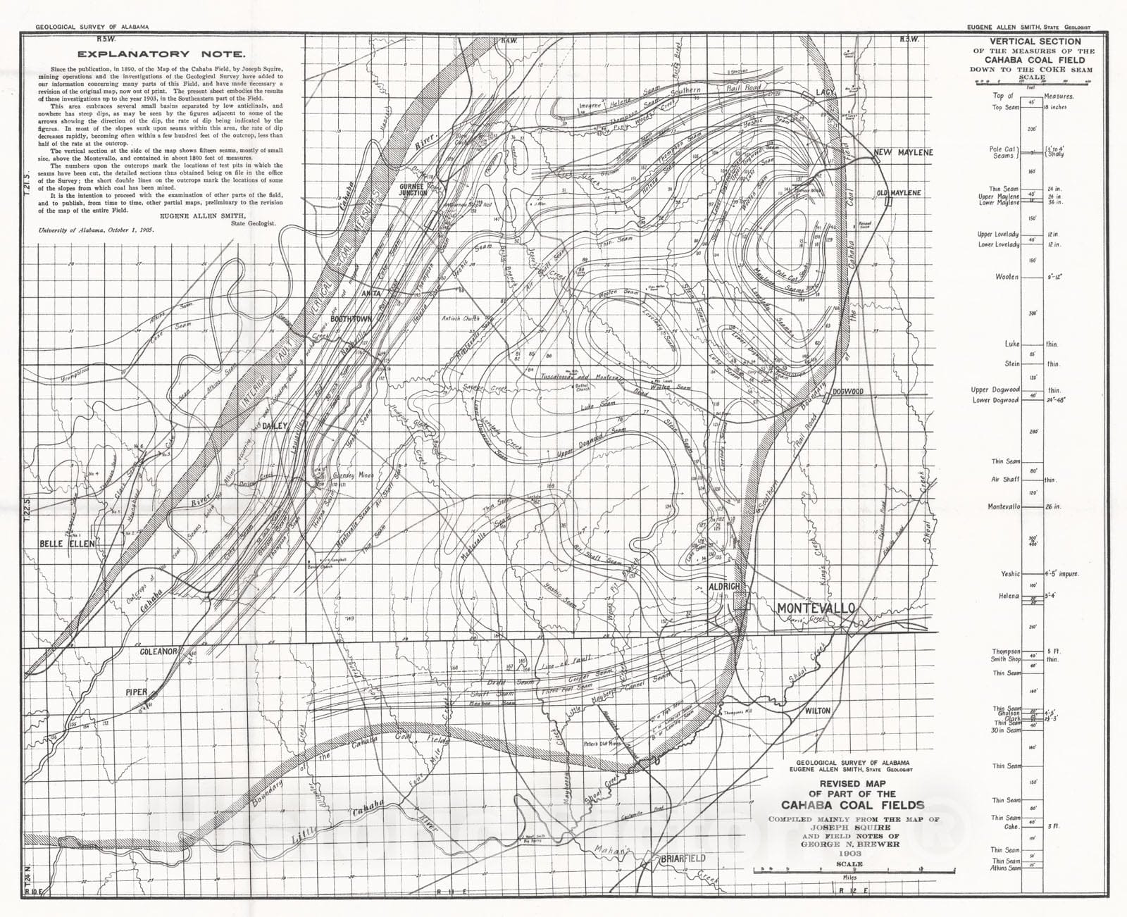 Map : Revised map of part of the Cahaba coal field, 1905 Cartography W ...