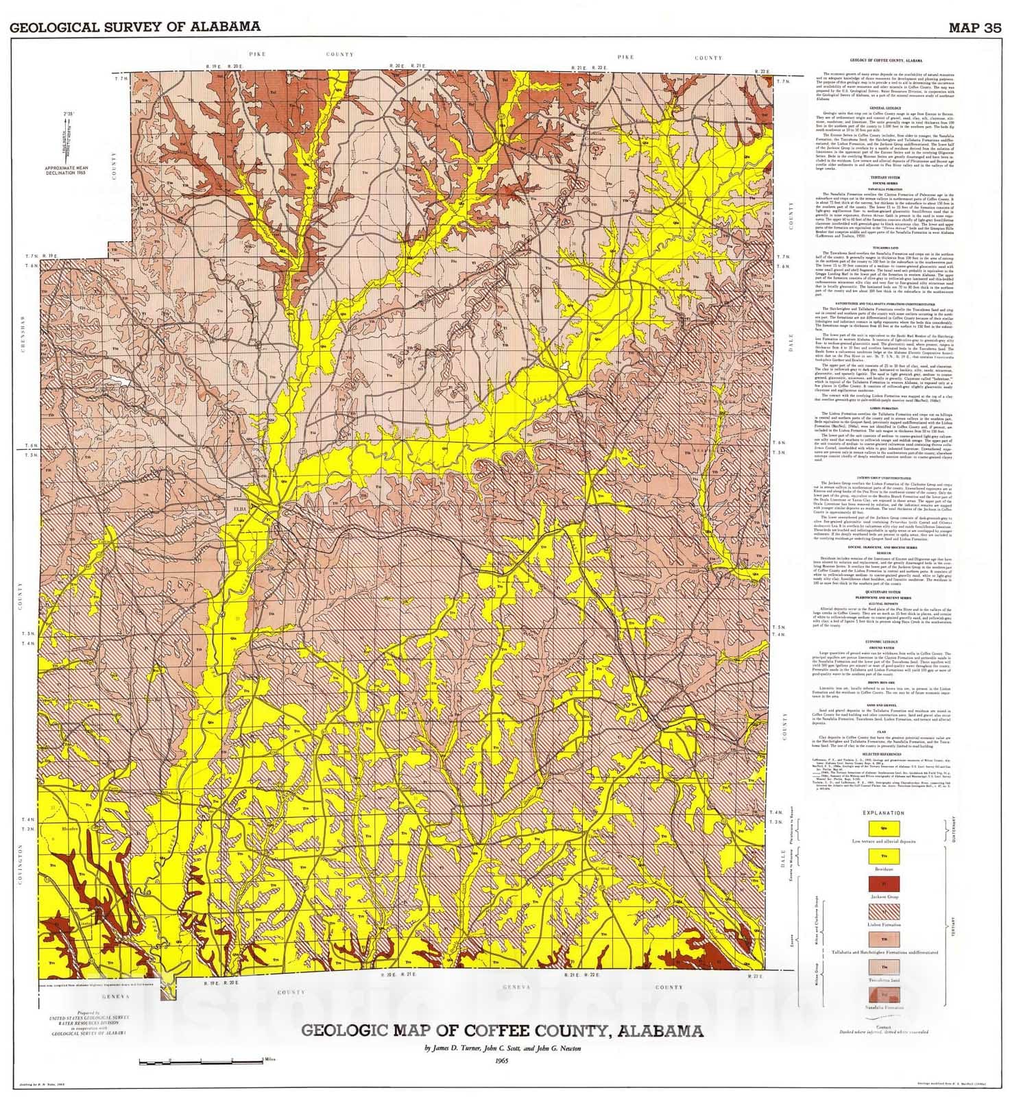 Map : Geologic map of Coffee County, Alabama, 1965 Cartography Wall Ar ...