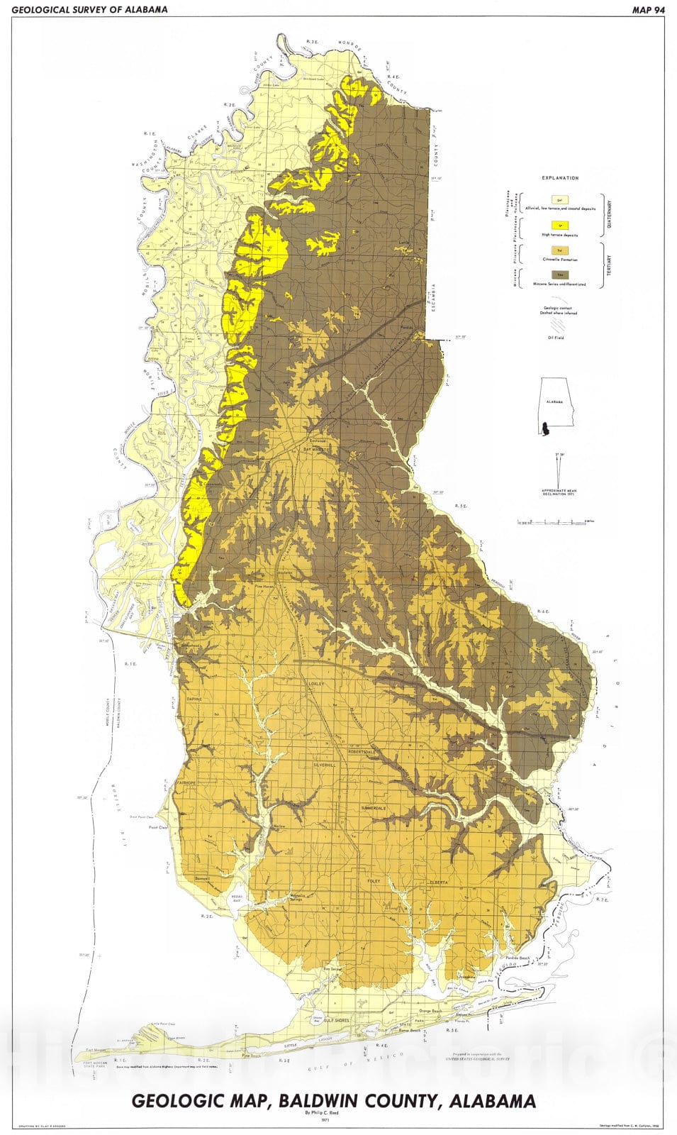 Map : Geologic map of Baldwin County, Alabama, 1971 Cartography Wall A ...