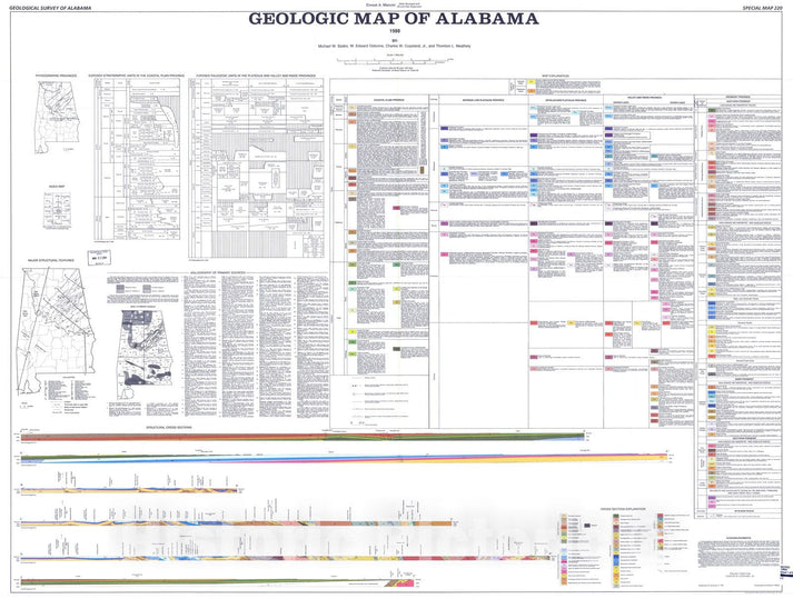 Map : Geologic map of Alabama, 1988 Cartography Wall Art : – Historic ...