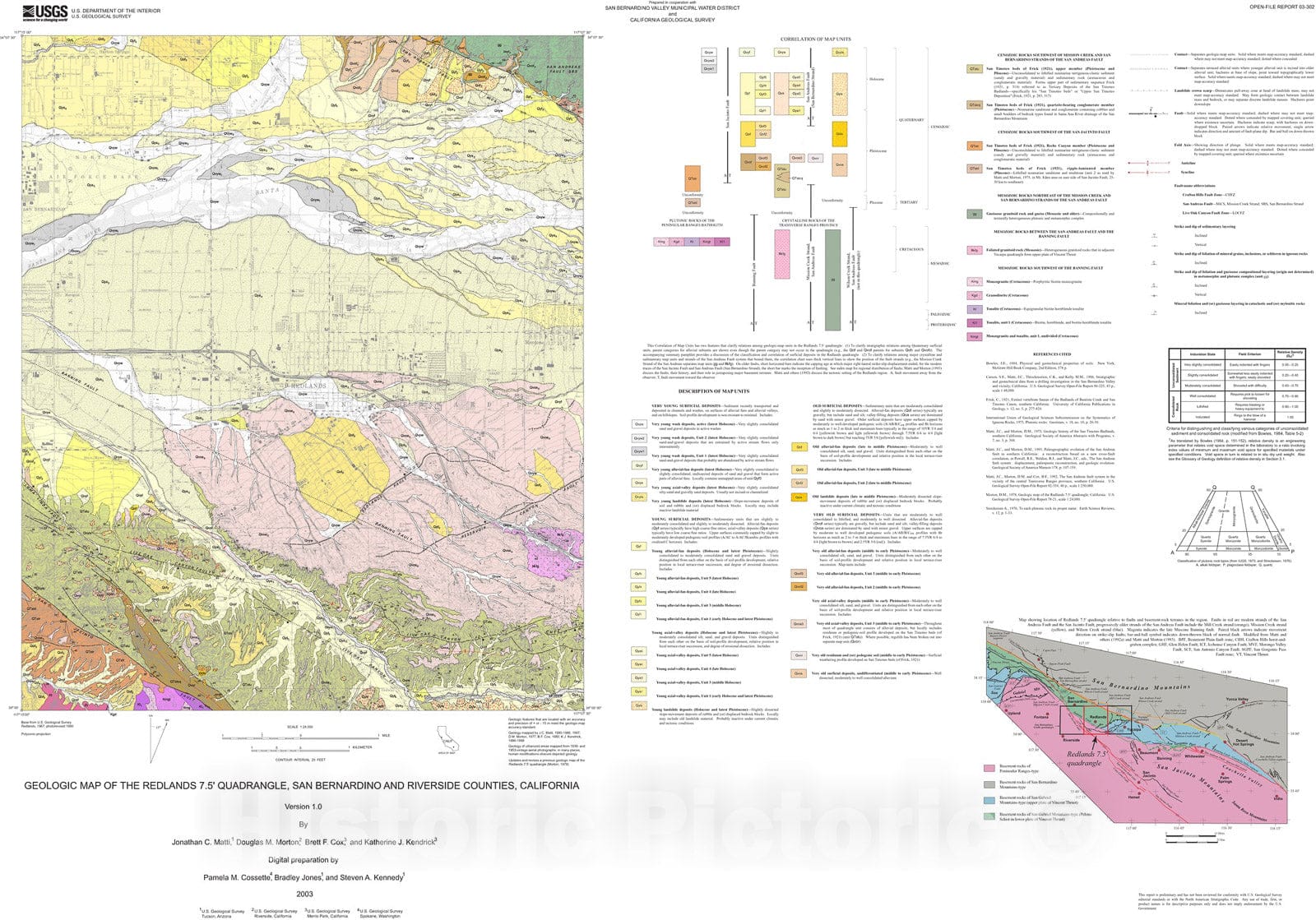 Map : Geologic map and digital database of the Redlands 7.5' quadrangl ...