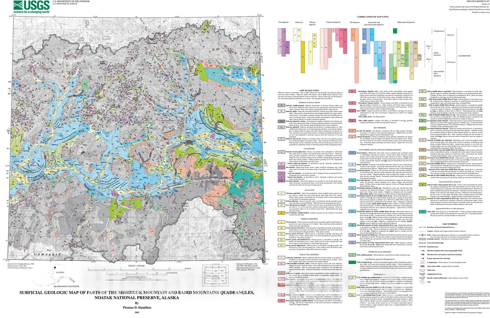 Map : Surficial geologic map of parts of the Misheguk Mountain and Bai ...