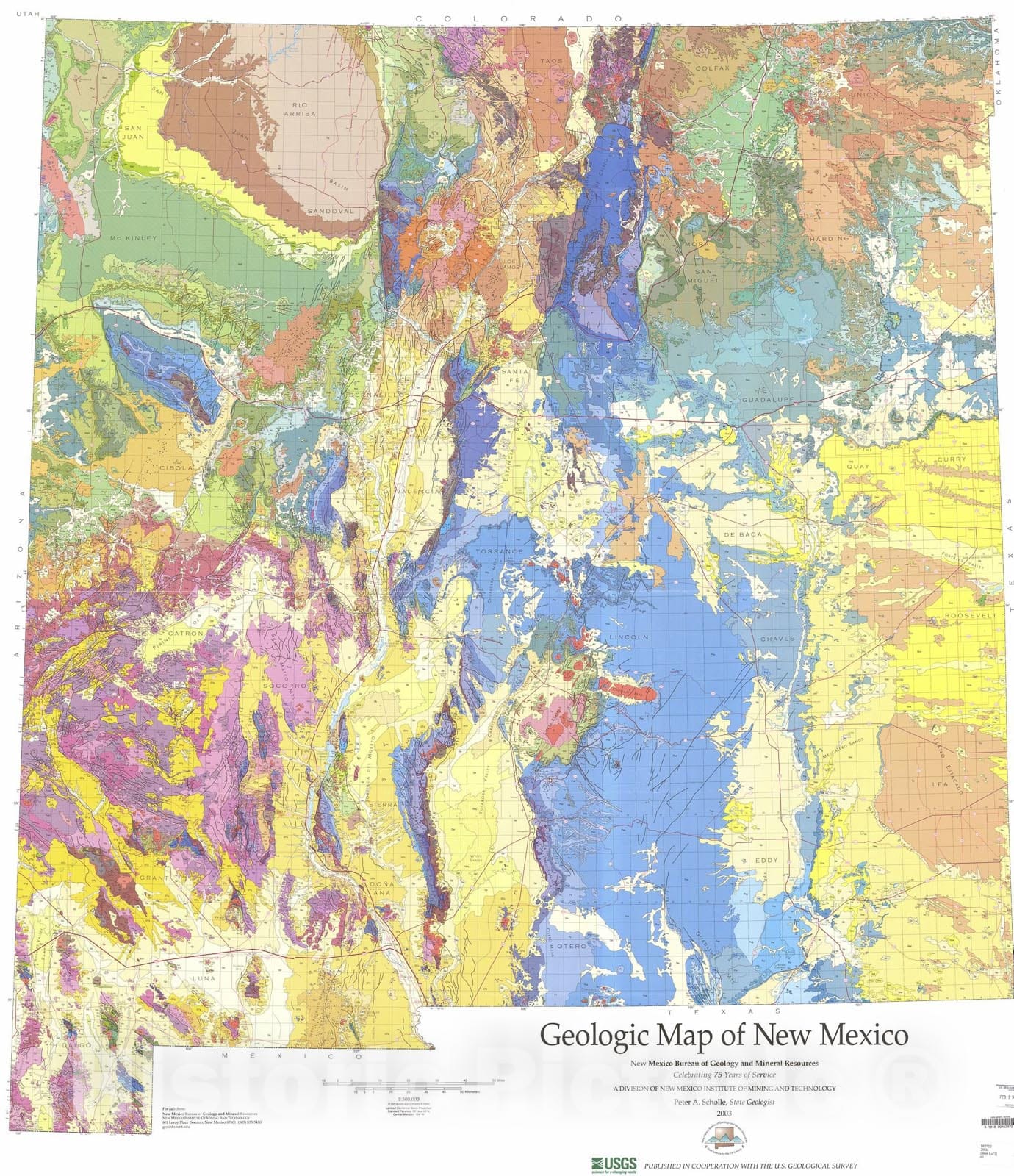Map : Geologic map of New Mexico, 2003 Cartography Wall Art ...