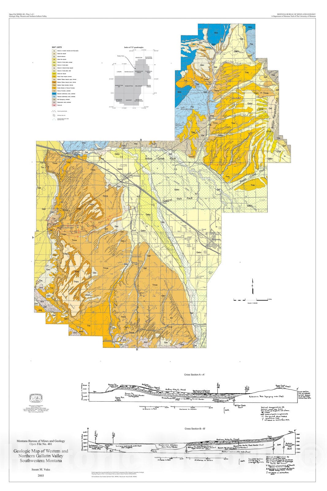 Map : Geology of western and northern Gallatin Valley, south- western ...