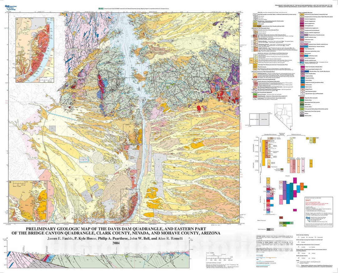 Map : Preliminary geologic map of the Davis Dam Quadrangle, Clark Coun ...