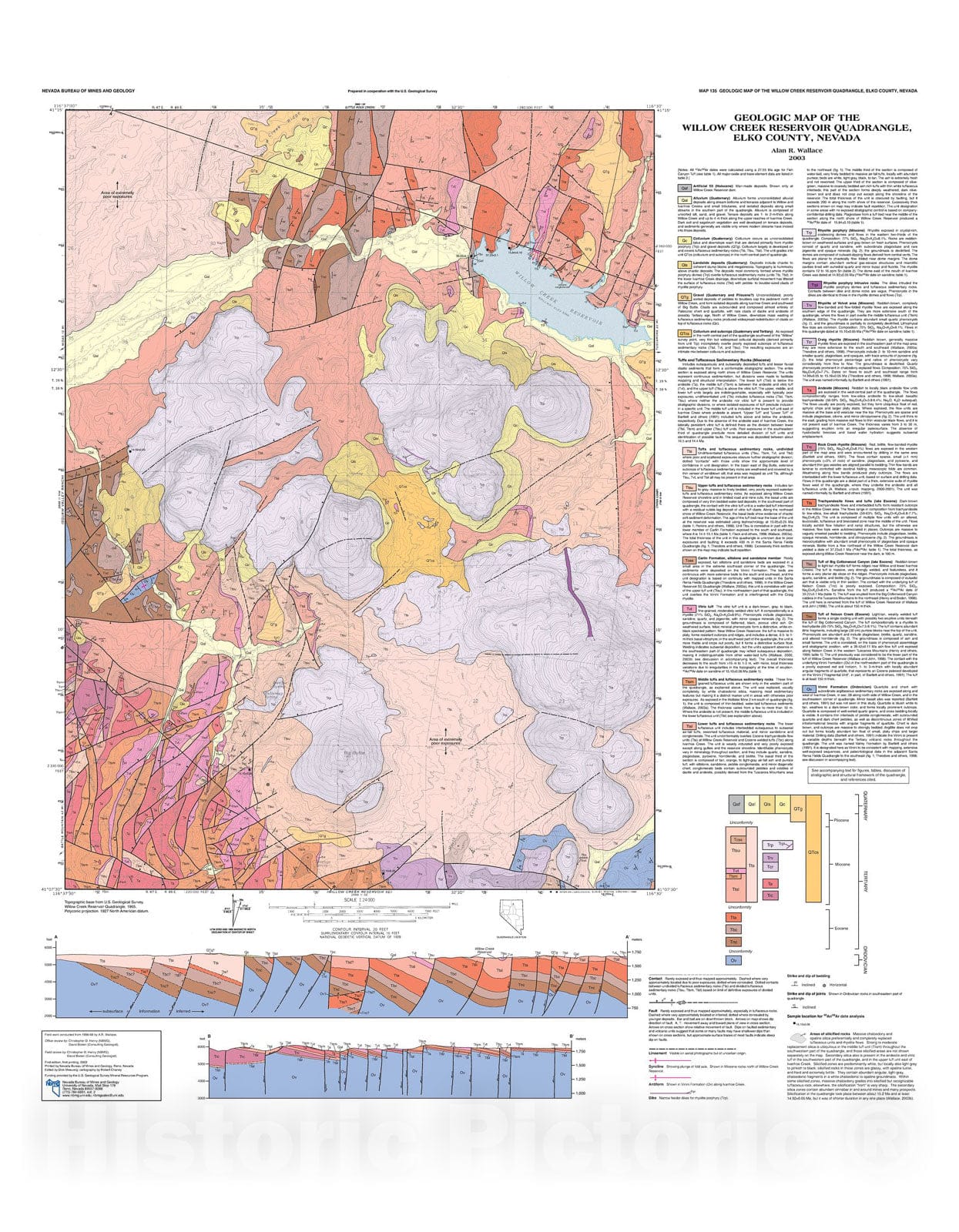 Map : Geologic Map of the Willow Creek Reservoir Quadrangle, Elko Coun ...