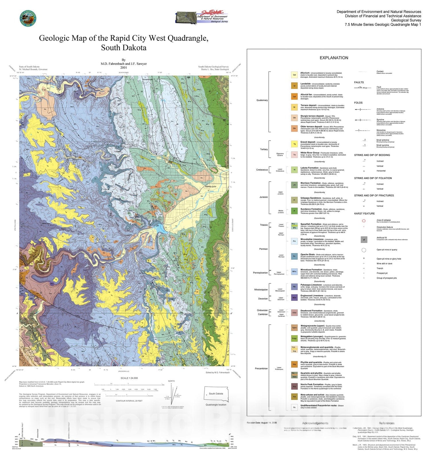 Map : Geologic map of the Rapid City West quadrangle, South Dakota, 20 – Historic Pictoric