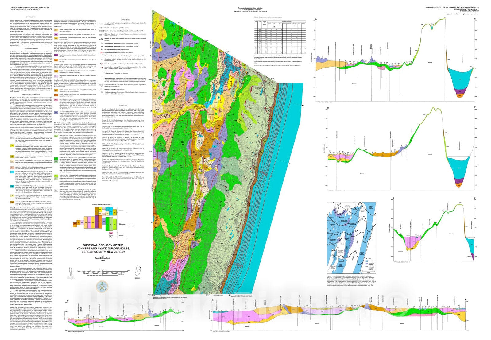 Map : Surficial geology of the Yonkers and Nyack quadrangles, Bergen C ...