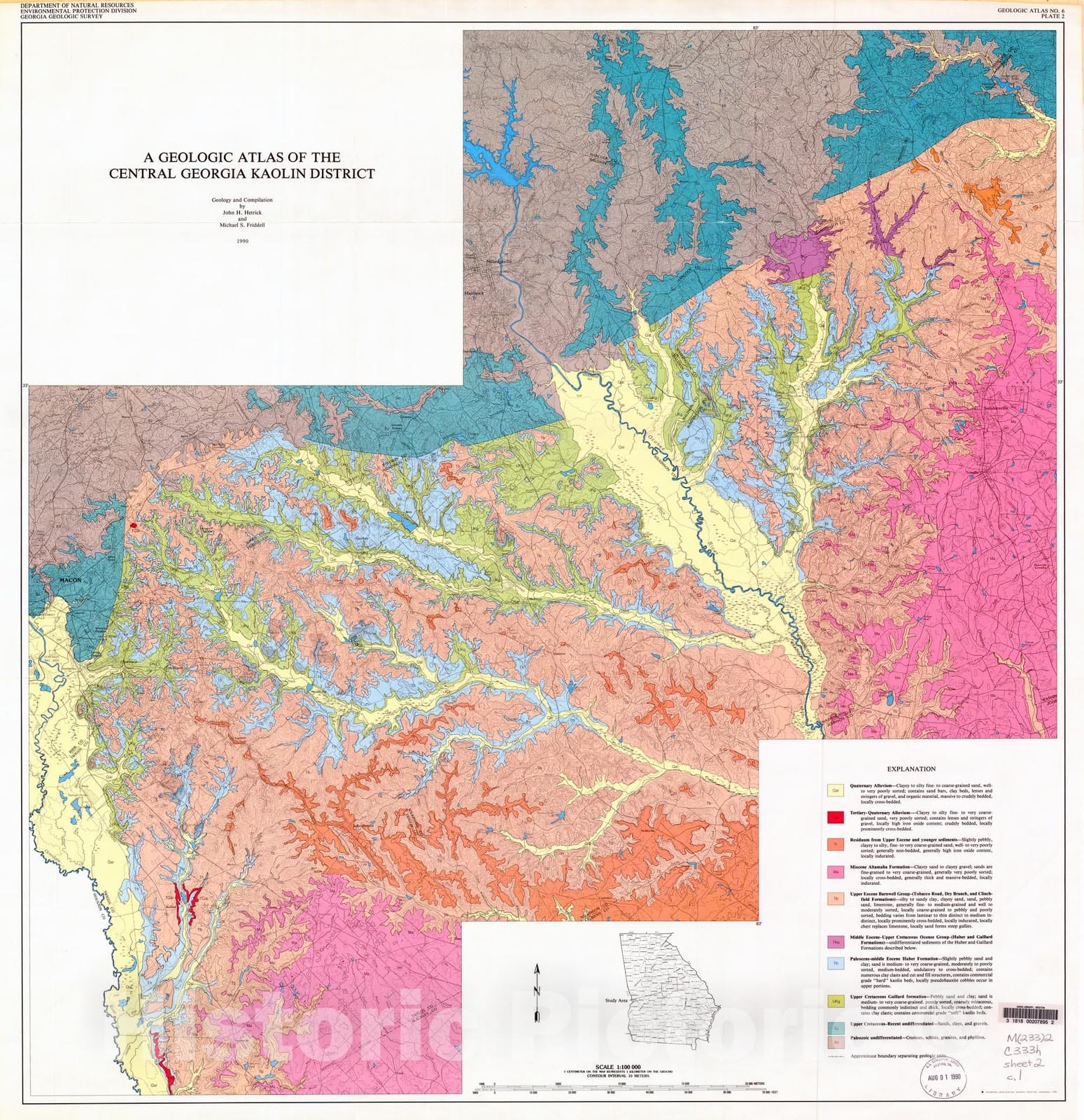 Map : A geologic atlas of the central Georgia kaolin district, 1990 Ca ...