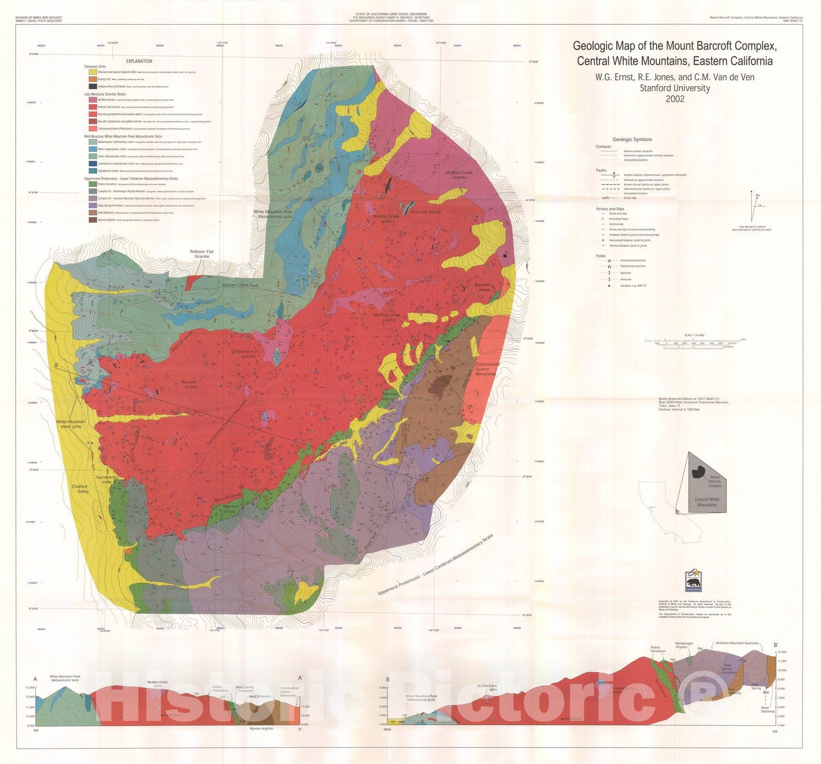 Map : Geologic map of the Mount Barcroft Complex, Central White Mounta ...