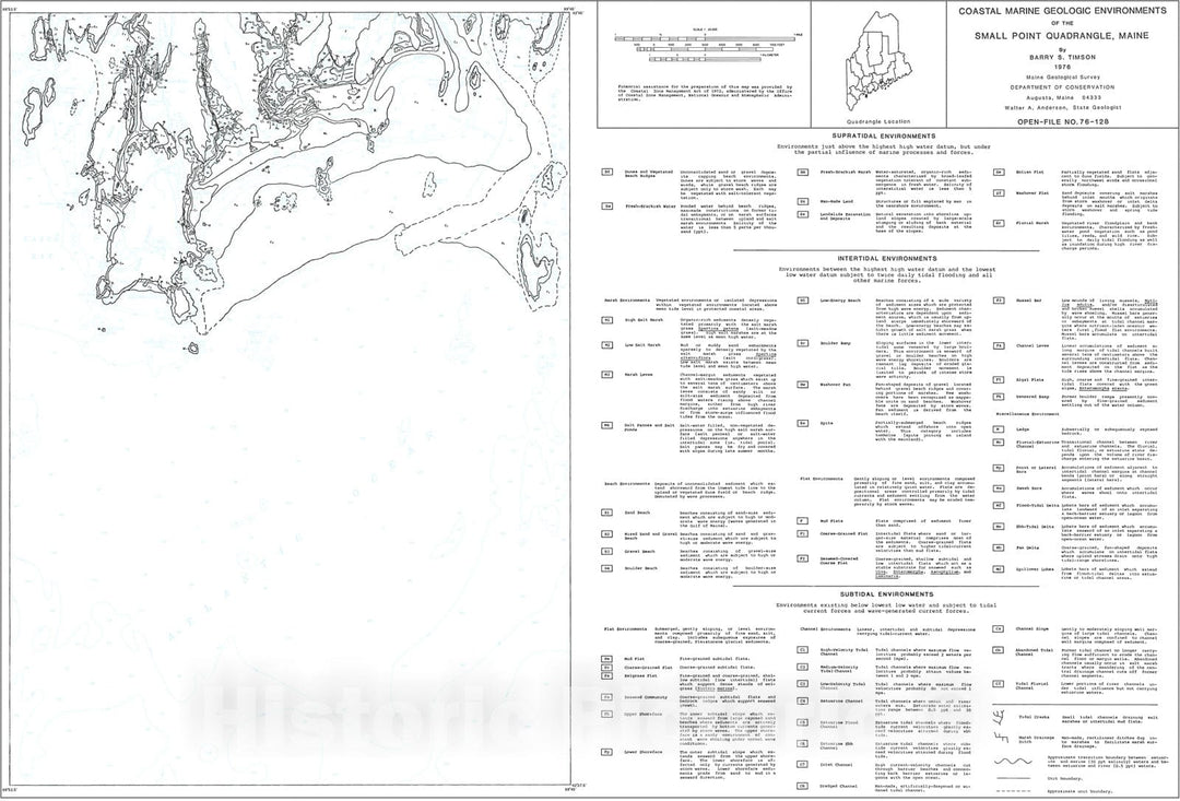 Map : Coastal Marine Geologic Environments in the Small Point Quadrang ...