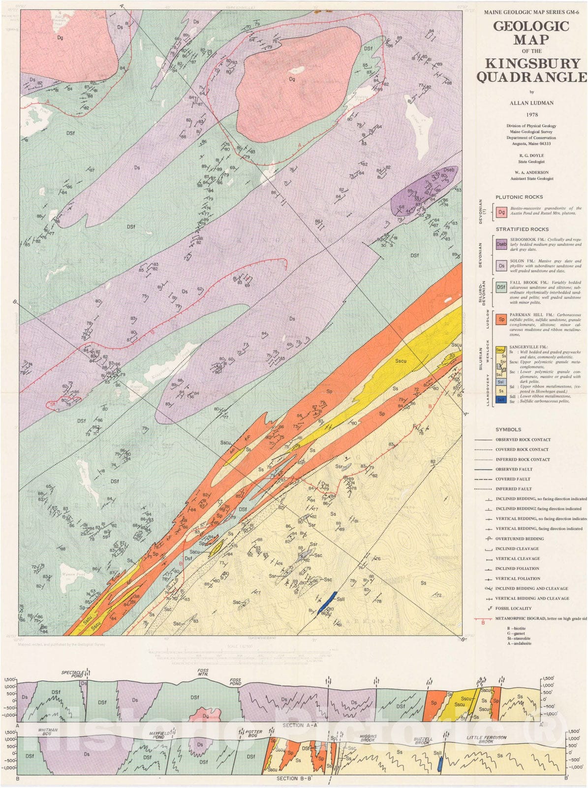 Map : Geologic map and cross sections of the Kingsbury 15' quadrangle, - Historic Pictoric