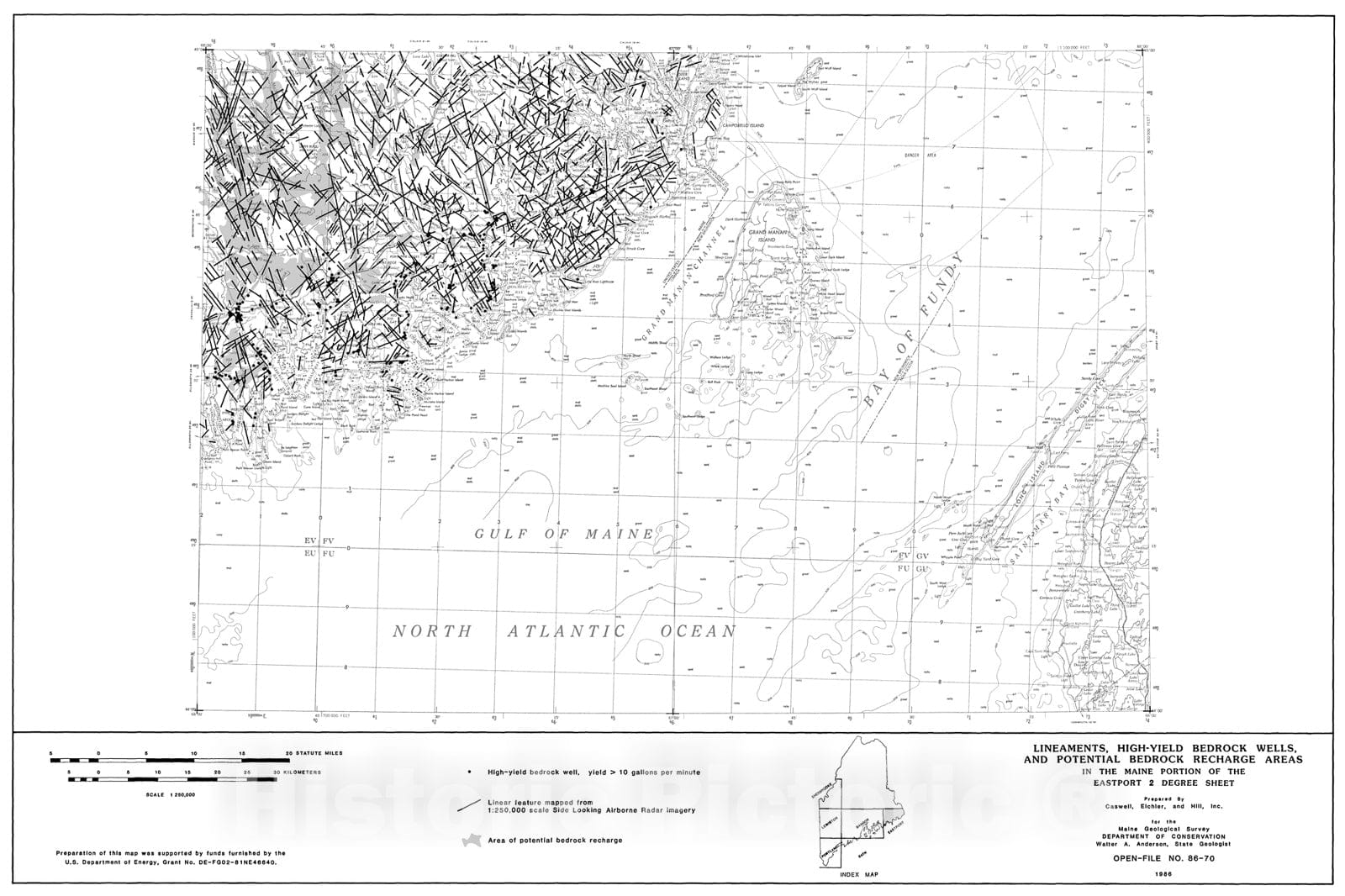 Map : Lineaments, High Yield Bedrock Wells, and Potential Bedrock Rech ...