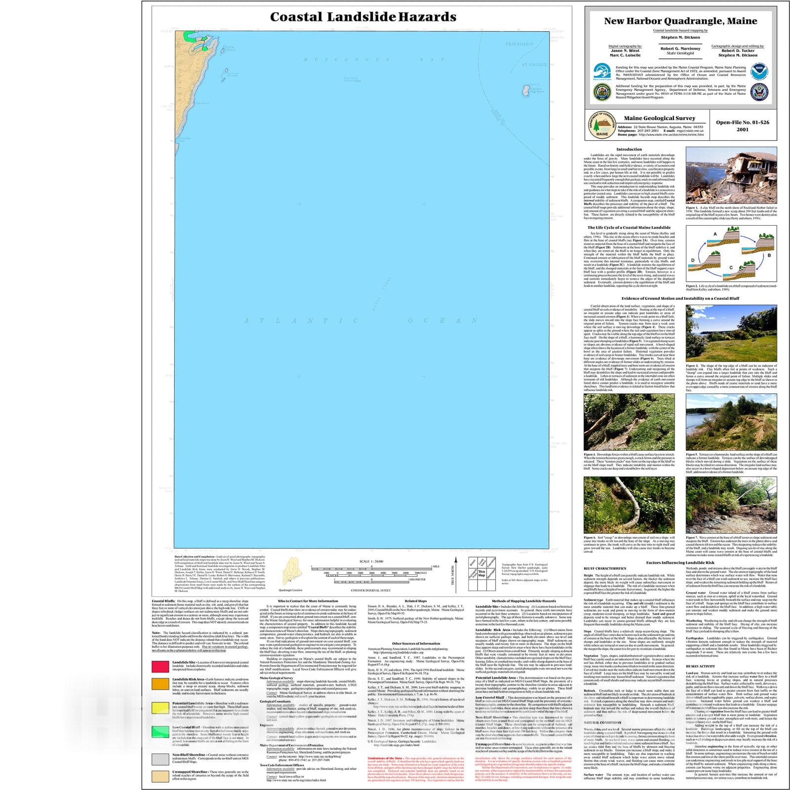 Map : Coastal Landslide Hazards in the New Harbor Quadrangle, Maine, 2 ...