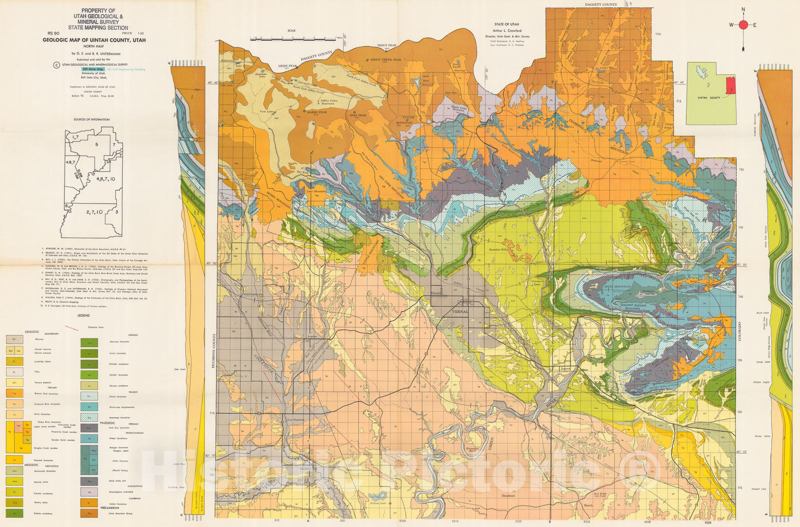 Map : Geology of Uintah County, 1964 Cartography Wall Art : – Historic ...
