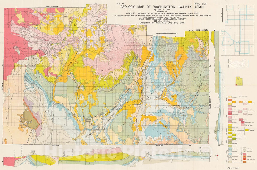 Map : Geologic atlas of Utah, Washington County, 1960 Cartography Wall ...