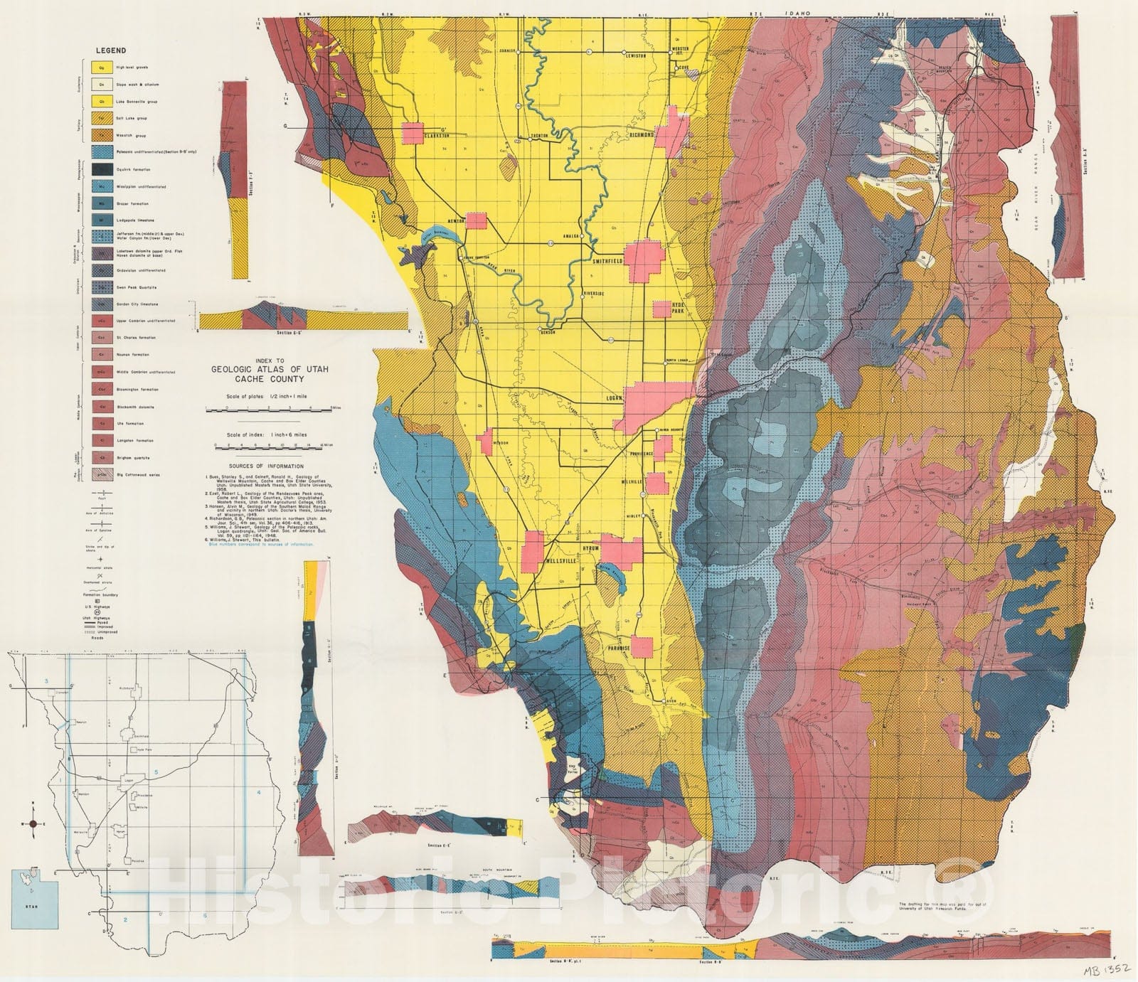 Map : Geologic atlas of Utah, Cache County, 1958 Cartography Wall Art ...