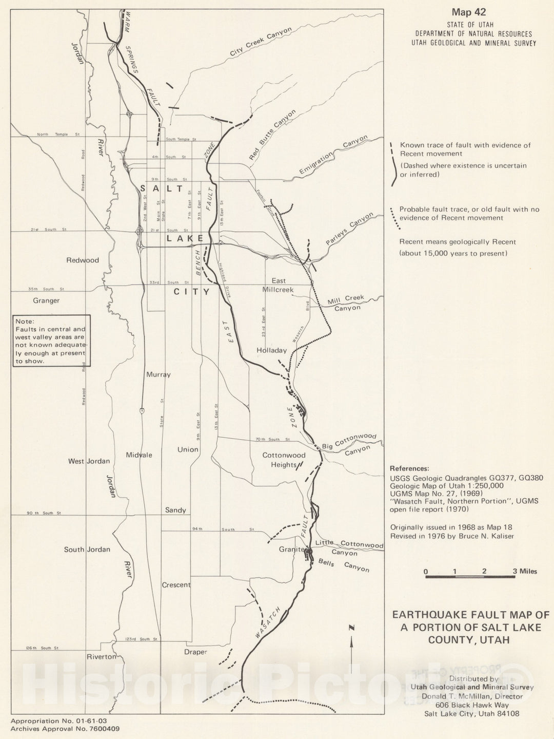 Map : Earthquake fault map of a portion of Salt Lake County, Utah, 197 ...