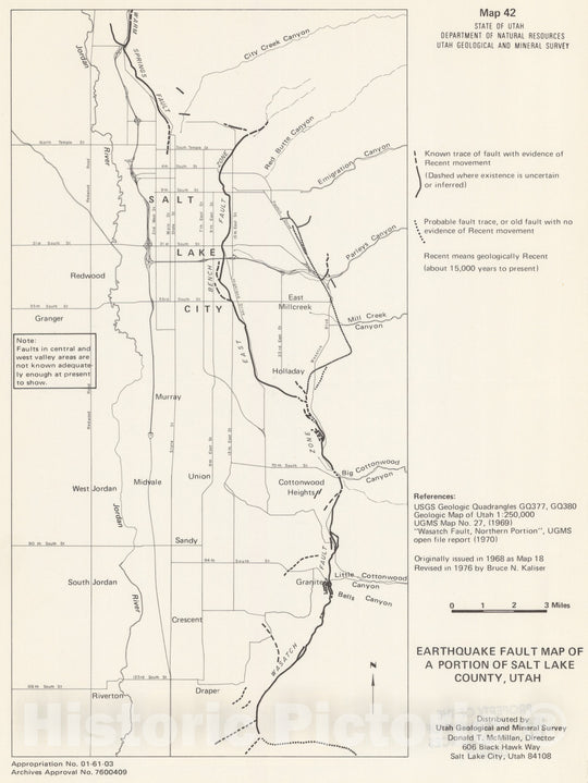 Map : Earthquake fault map of a portion of Salt Lake County, Utah, 197 ...