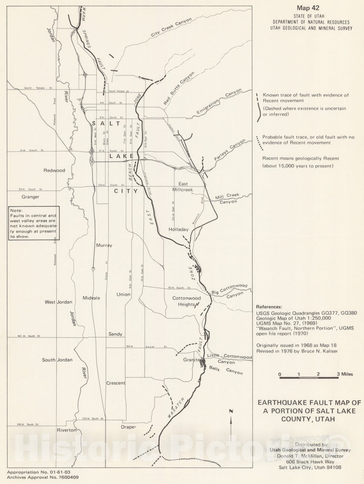 Map : Earthquake fault map of a portion of Salt Lake County, Utah, 197 ...