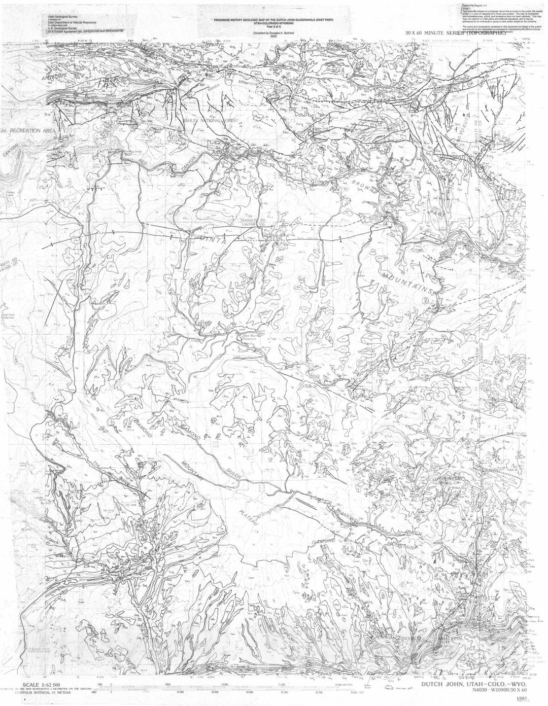 Map : Progress Report Geologic map of the Dutch John quadrangle (east ...