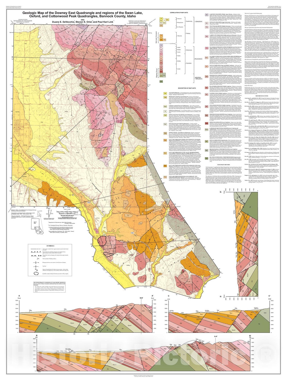 Map : Geologic Map of the Downey East Quadrangle and Regions of the Sw ...