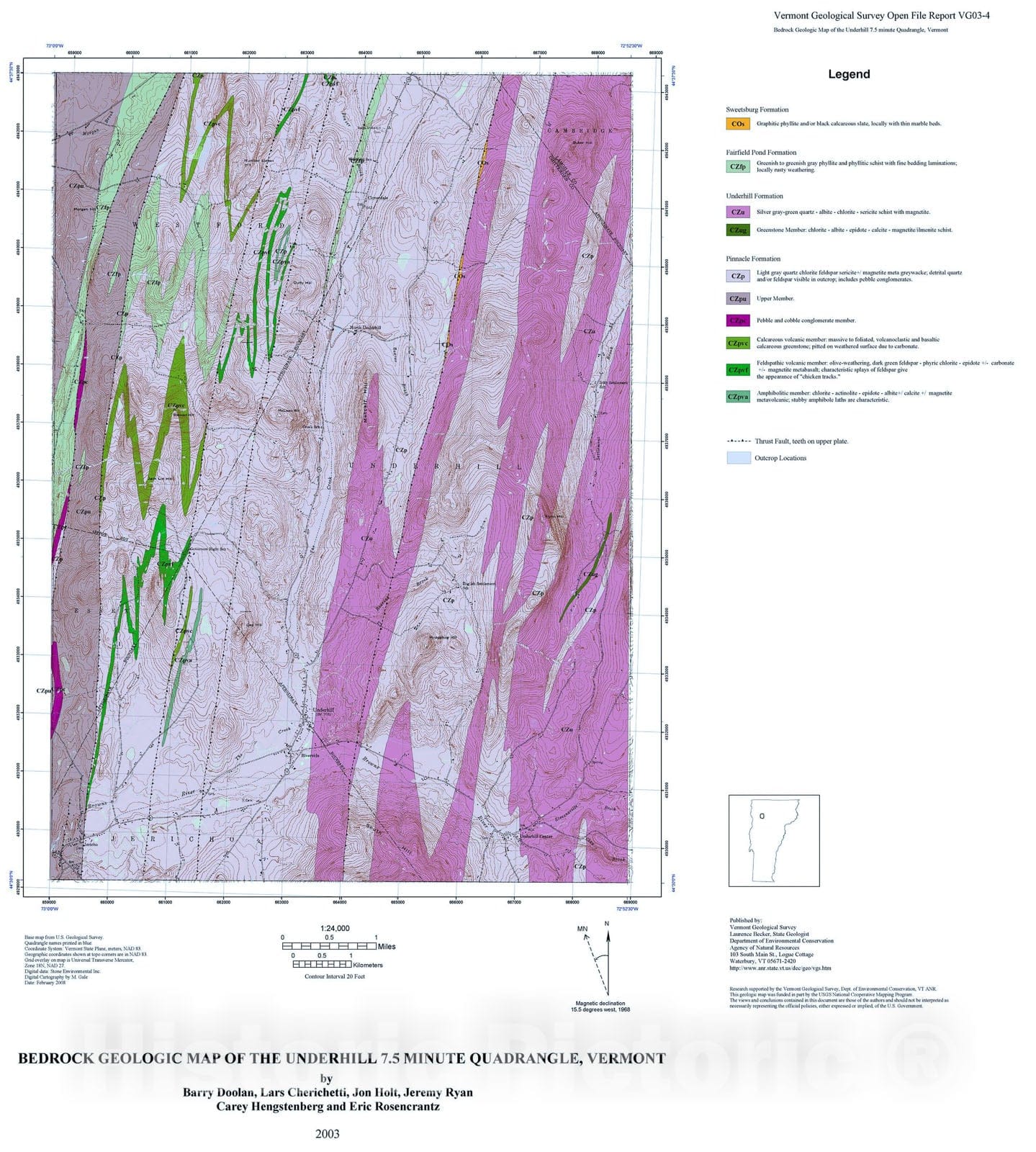 Map : Bedrock geologic map of the Underhill 7.5 minute quadrangle, Ver ...