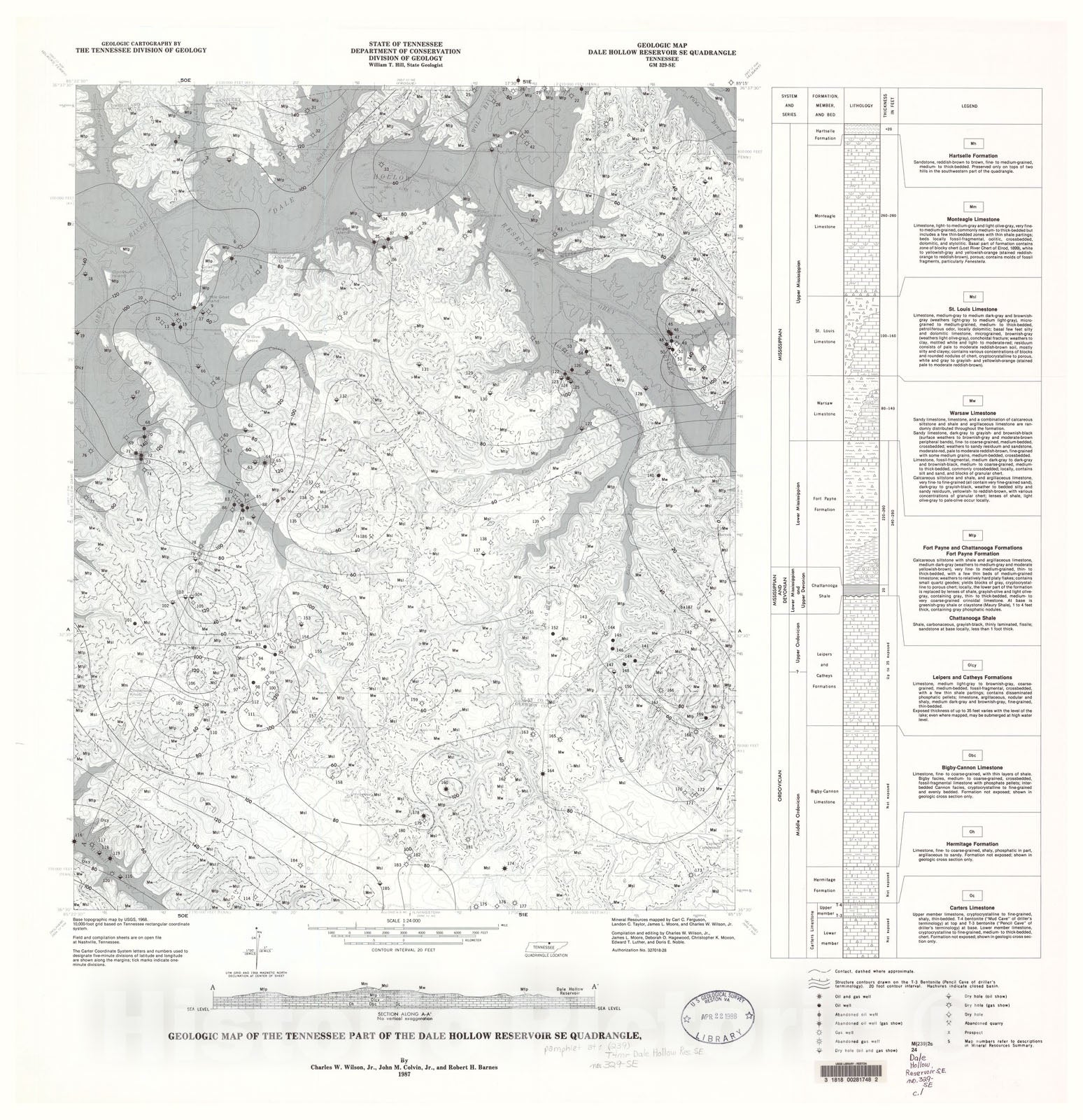 Map : Geologic Map and Mineral Resources Summary of the Dale Hollow Re ...