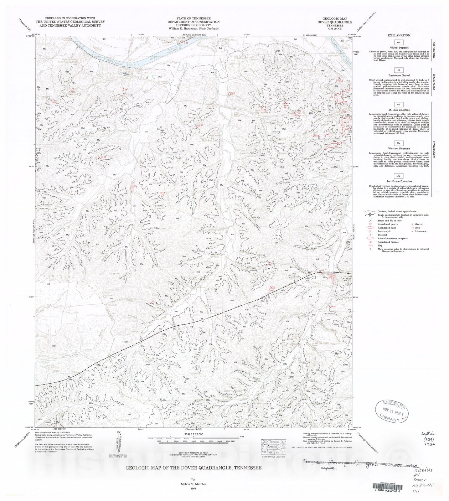 Map : Geologic Map and Mineral Resources Summary of the Dover Quadrang ...