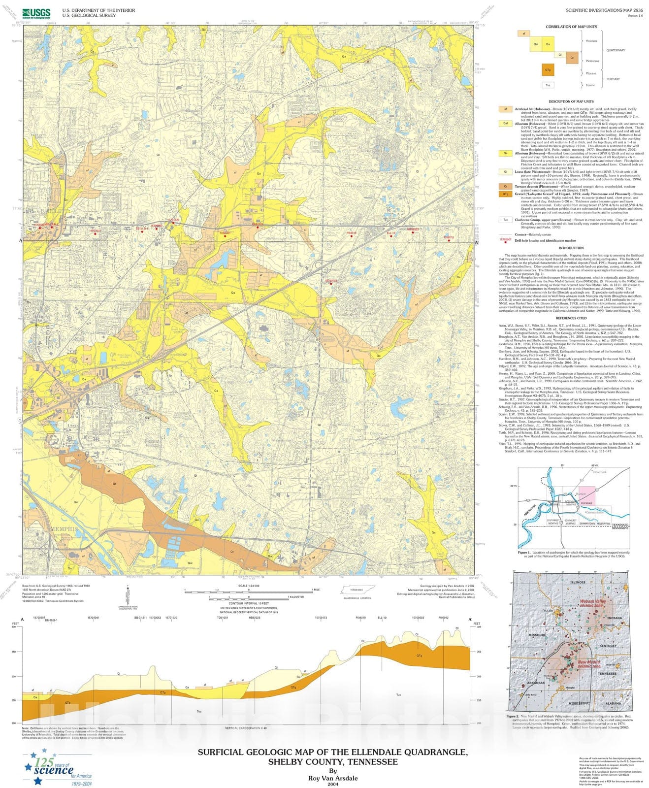 Map : Surficial geologic map of the Ellendale quadrangle, Shelby Count ...