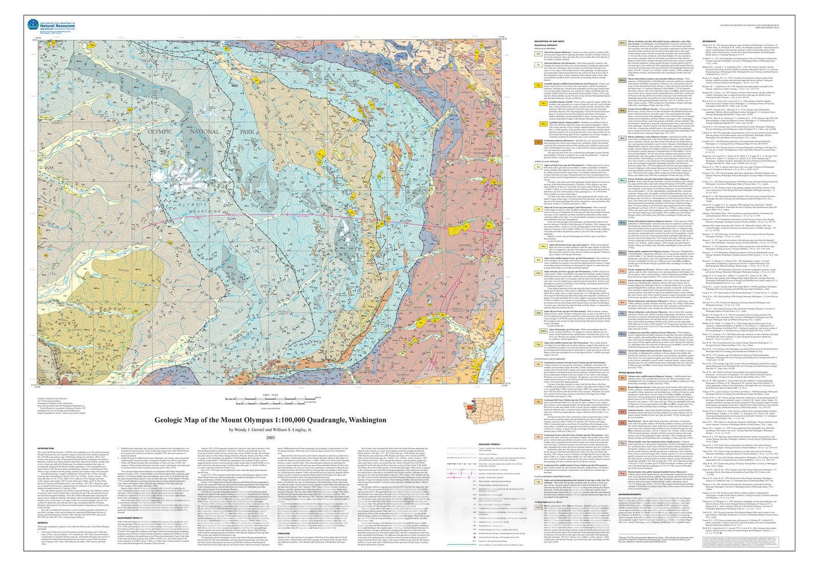 Map : Geologic map of the Mount Olympus 1:100,000 quadrangle, Washingt ...