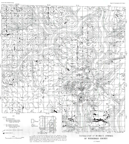 Map : Topography of bedrock surface of Winnebago County, 1960 Cartogra ...
