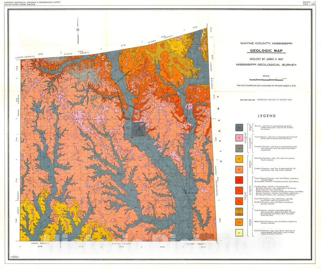 Map : Wayne County geology and mineral resources [Mississippi], 1974 C – Historic Pictoric