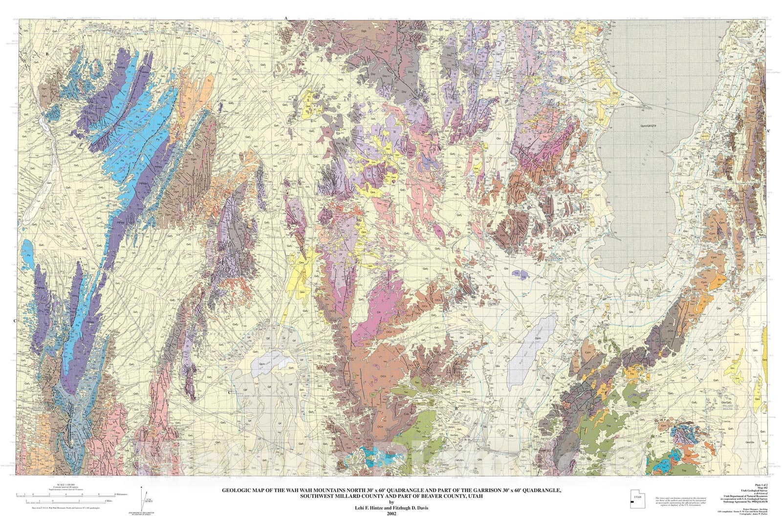 Map : Geologic map of the Wah Wah Mountains North 30' x 60' quadrangle ...